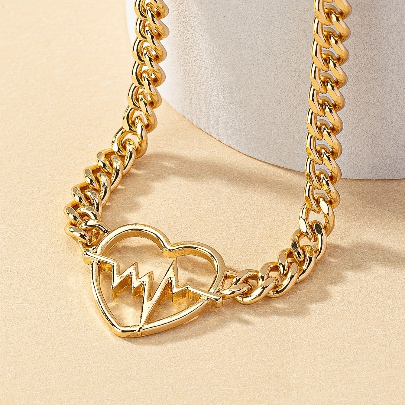 Exaggerated Design Lightning Love Heart Pendant Necklace - Temu United ...