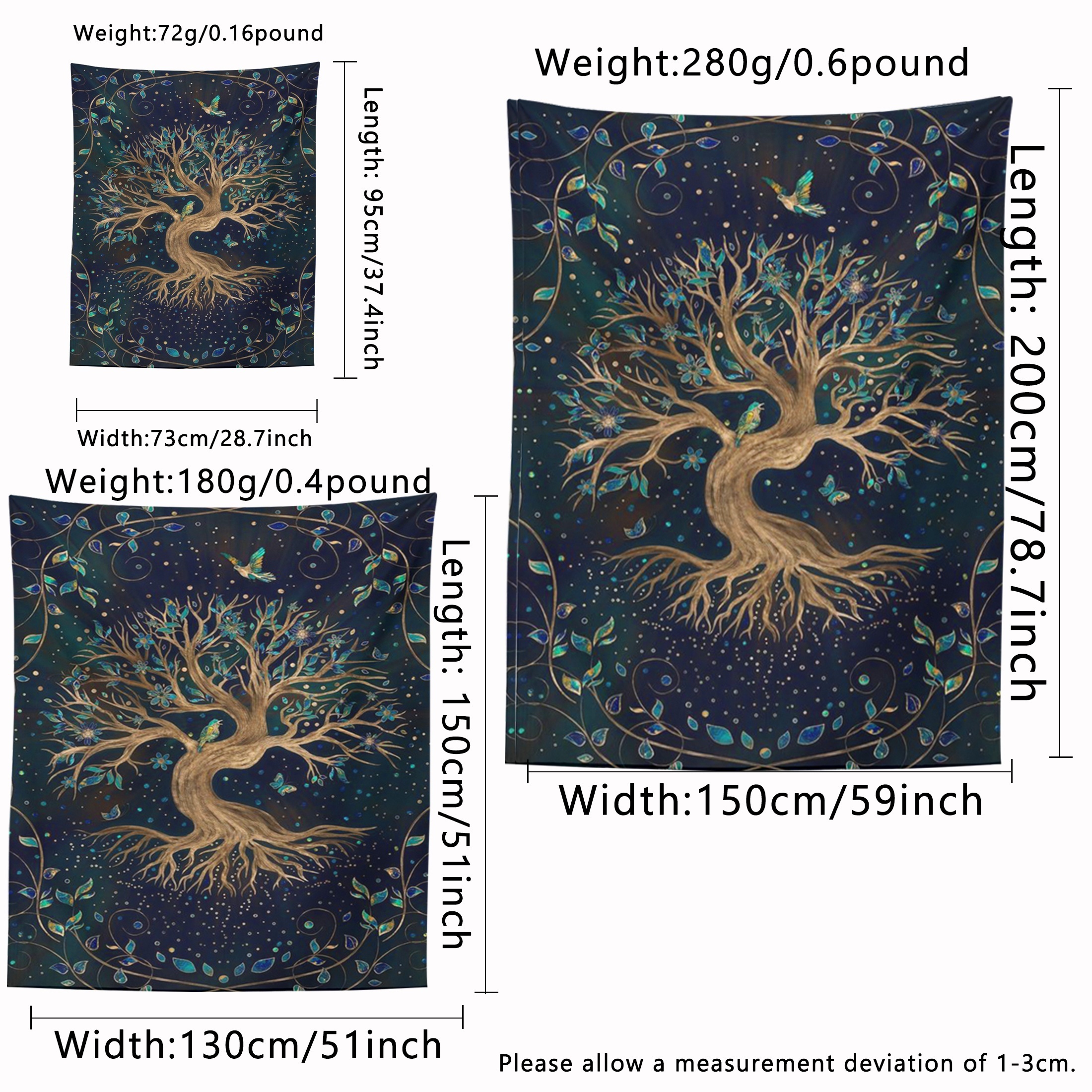 Tree Life Tapestry Bohemian Hippie Yoga Mat Boho Wall Art - Temu