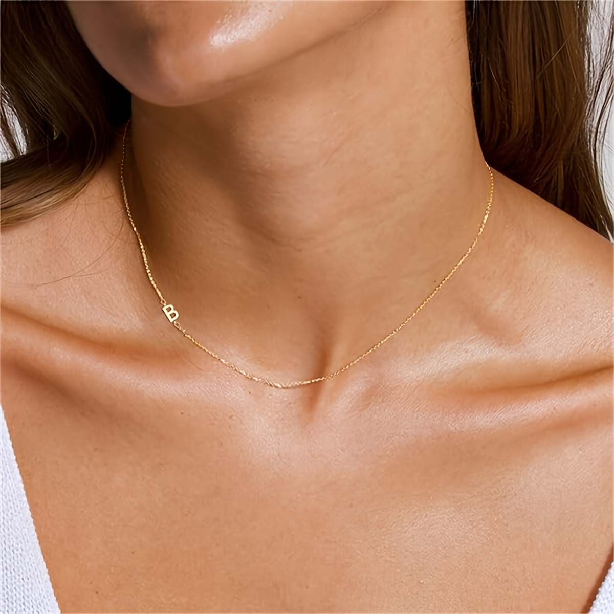 Minimalist Letter Necklace Golden Thin Clavicle Chain Y2k - Temu United