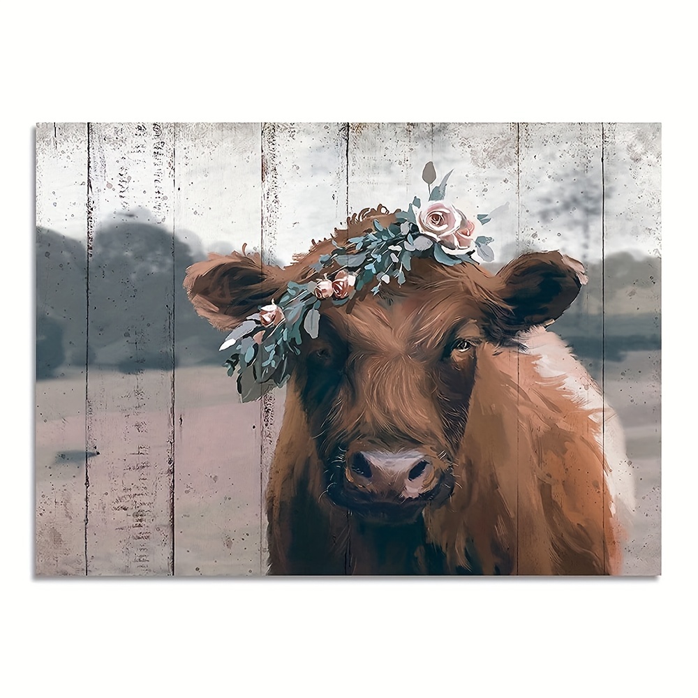 Vintage Canvas Poster Farmhouse Cow Wall Decor Retro - Temu Australia