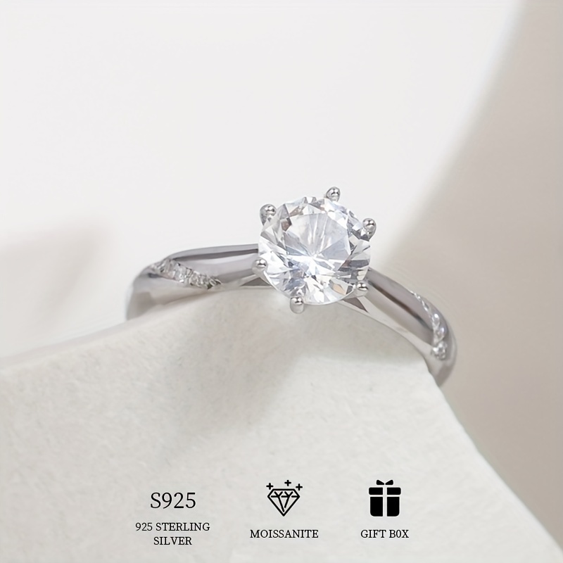 925 Sterling Silver Moissanite Ring Female Classic Six claw - Temu ...