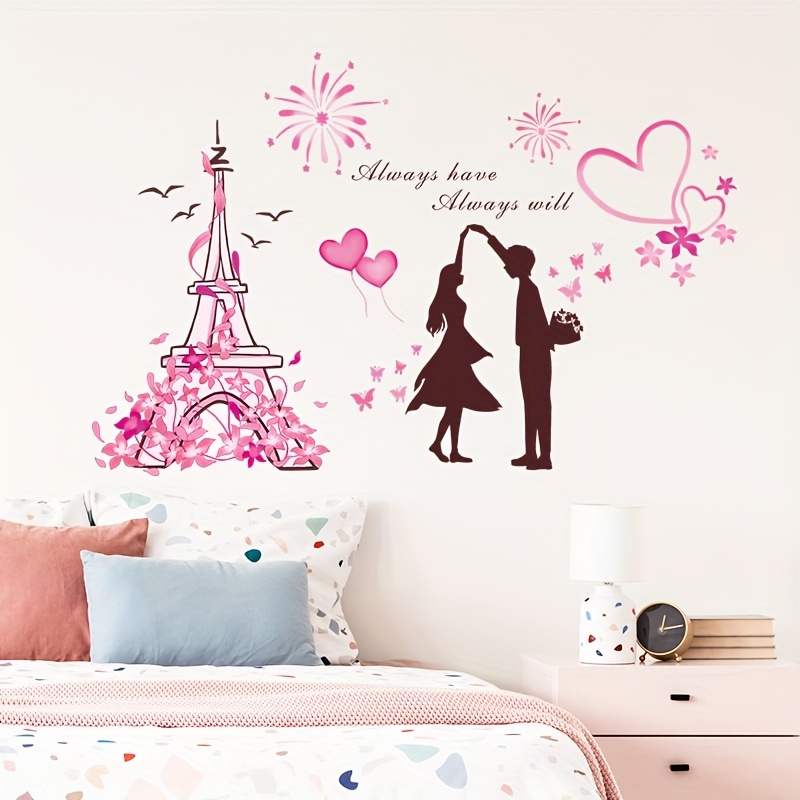 Romantic Couple Sticekr Cartoon Iron Tower Bedroom Living - Temu Australia