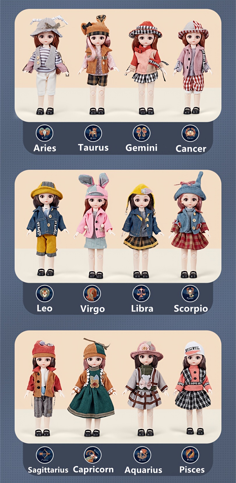 12 Constellation Dolls Multiple Joint Mobility Princess - Temu