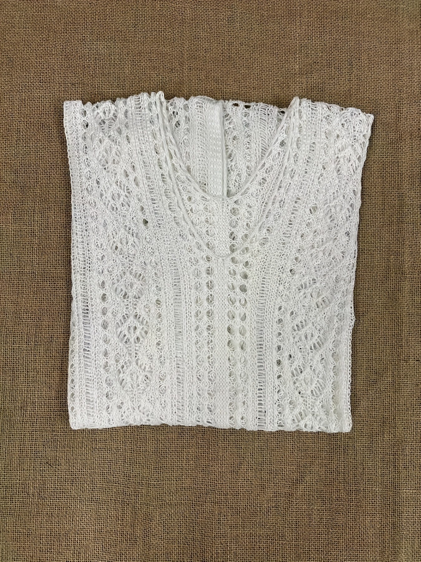 Eyelet Hollow Crochet Side Split Swimsuit Cover Up Batwing V - Temu Japan