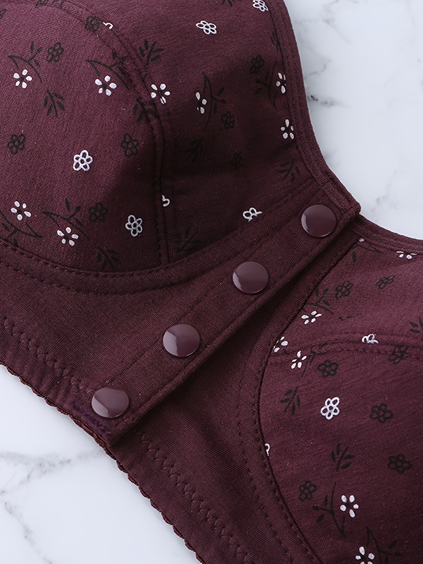 Plus Size Simple Bra Set Women's Plus Floral Print Button - Temu