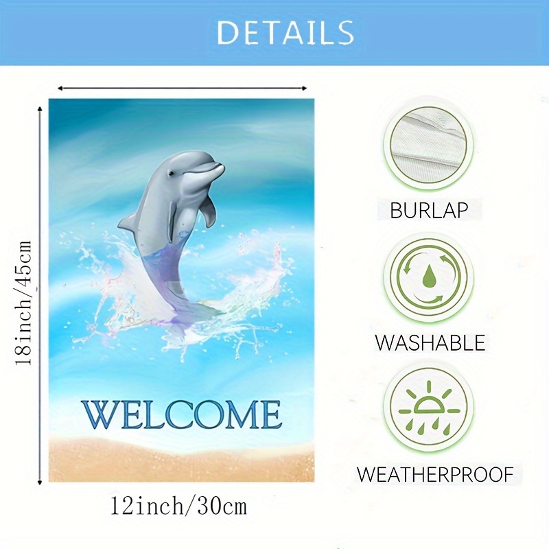 Dolphin Welcome Garden Flag Ocean Marine Animal Theme Flag - Temu Canada