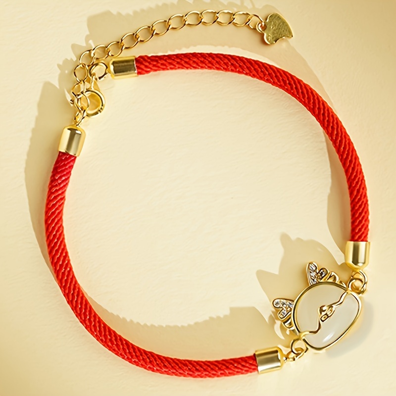 Lucky Dragon Beads Rope Bracelet Lucky Red/ Black Rope Hand - Temu ...