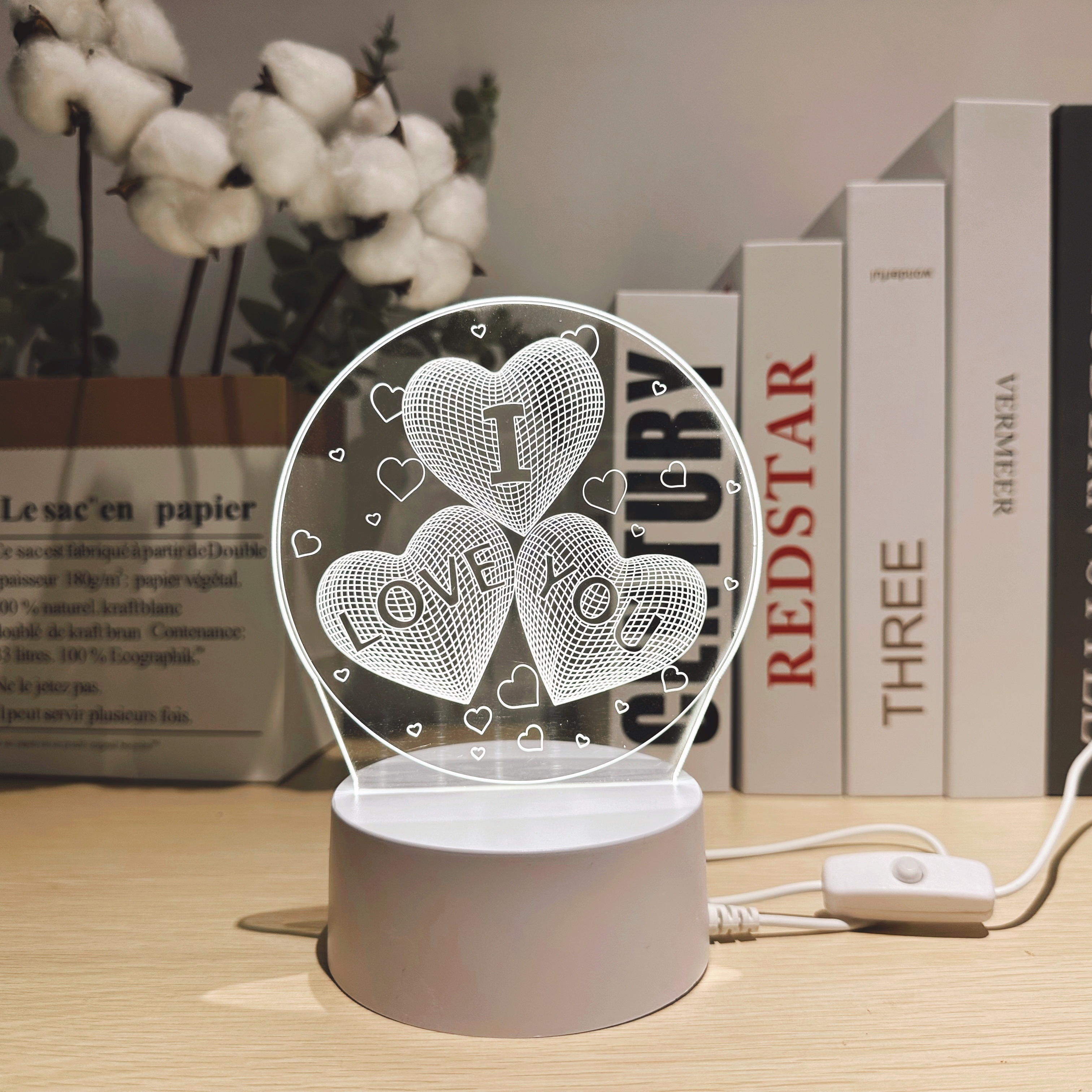 1pc Iloveyou Love 3d Night Light, Led Alimentato Tramite Usb ...