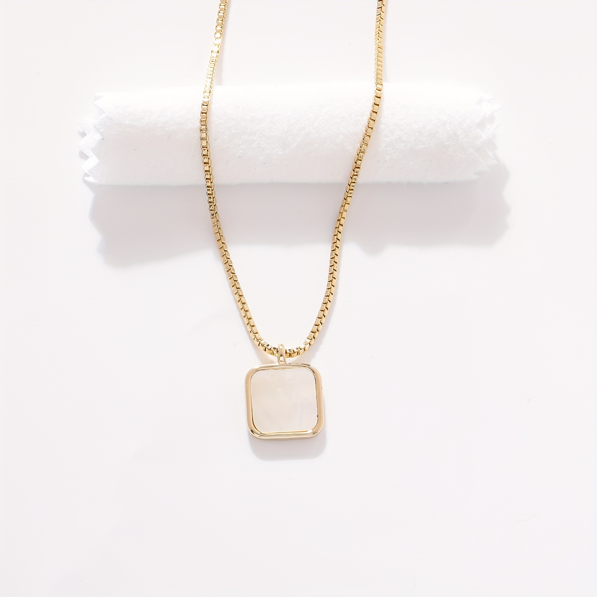 Square Shell Pendant Necklace Fashion Clavicle Chain Jewelry - Temu ...