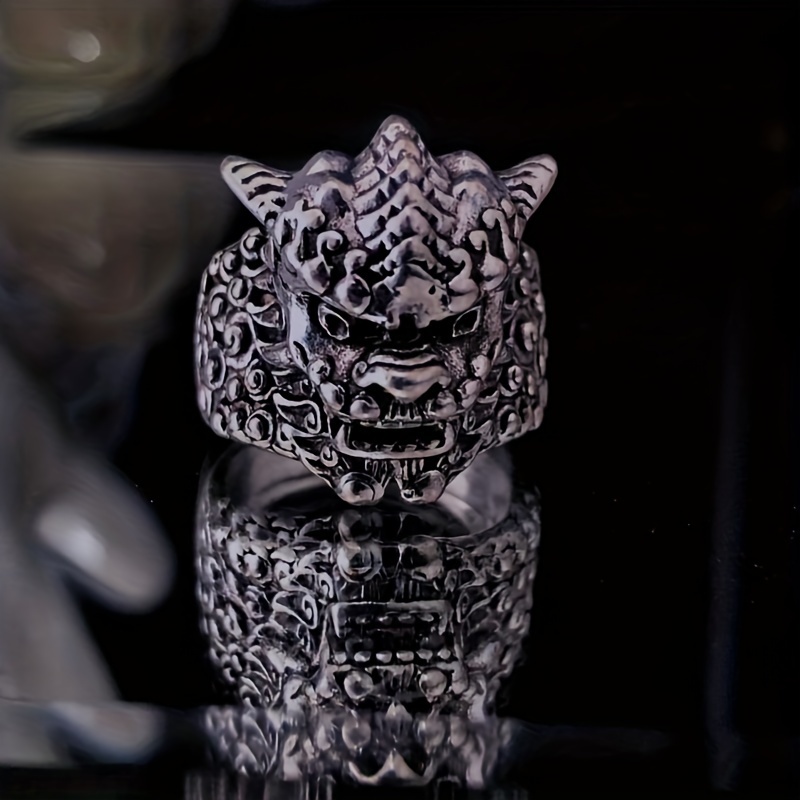 Dragon King Shaped Ring Personality Hand Jewelry Dragon Head - Temu ...