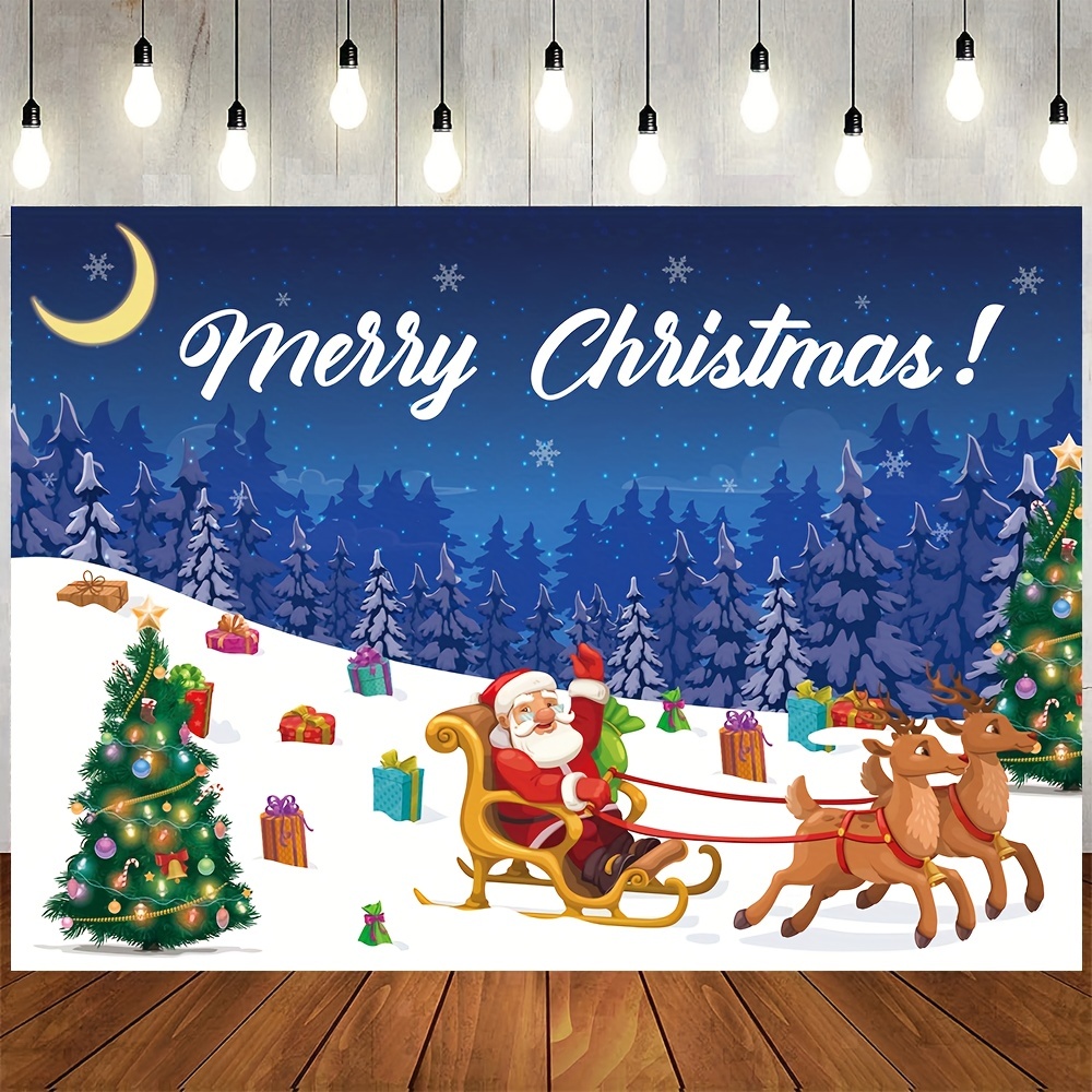 christmas santa claus elk backdrop photo background party - Temu New ...