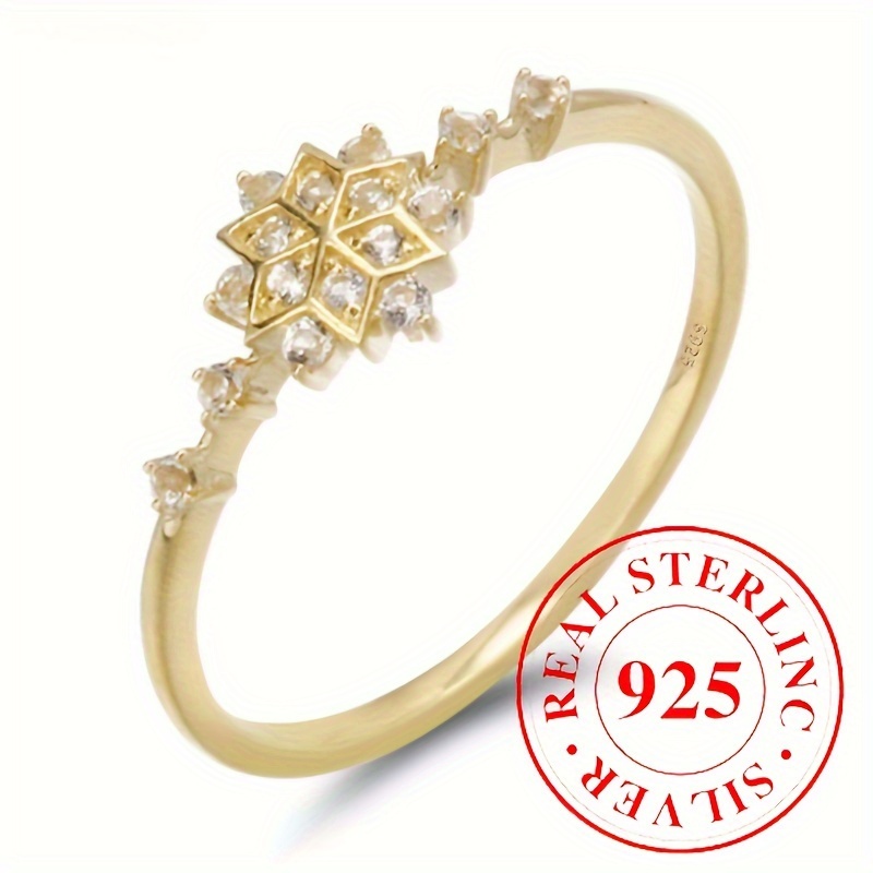925 Sterling Silver Promise Ring Sparkling Snowflake Design - Temu ...