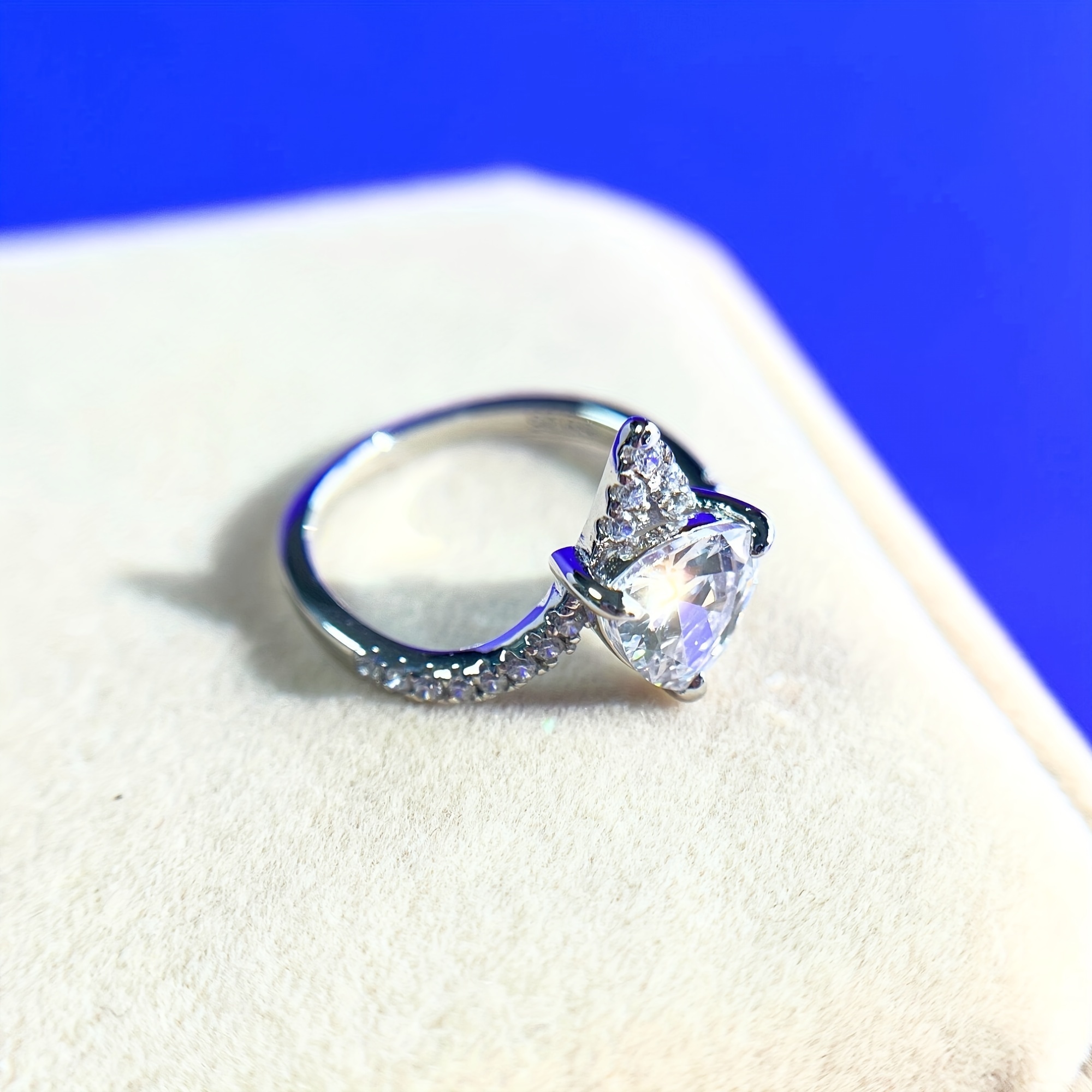 V Shaped Heart Ring S925 Silver Set Cubic Zirconia Fashion - Temu Bahrain