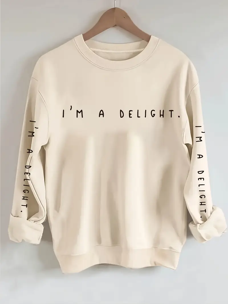 Letter Print Sweatshirt Plus Size Casual Long Sleeve Crew Temu Australia