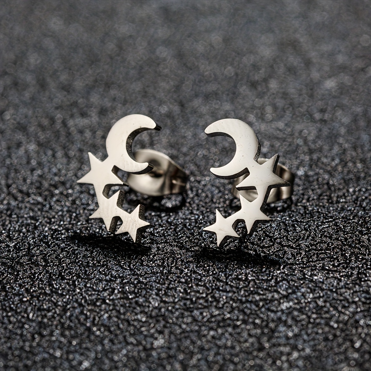Simple Moon Star Stud Earrings For Men Party - Temu Canada
