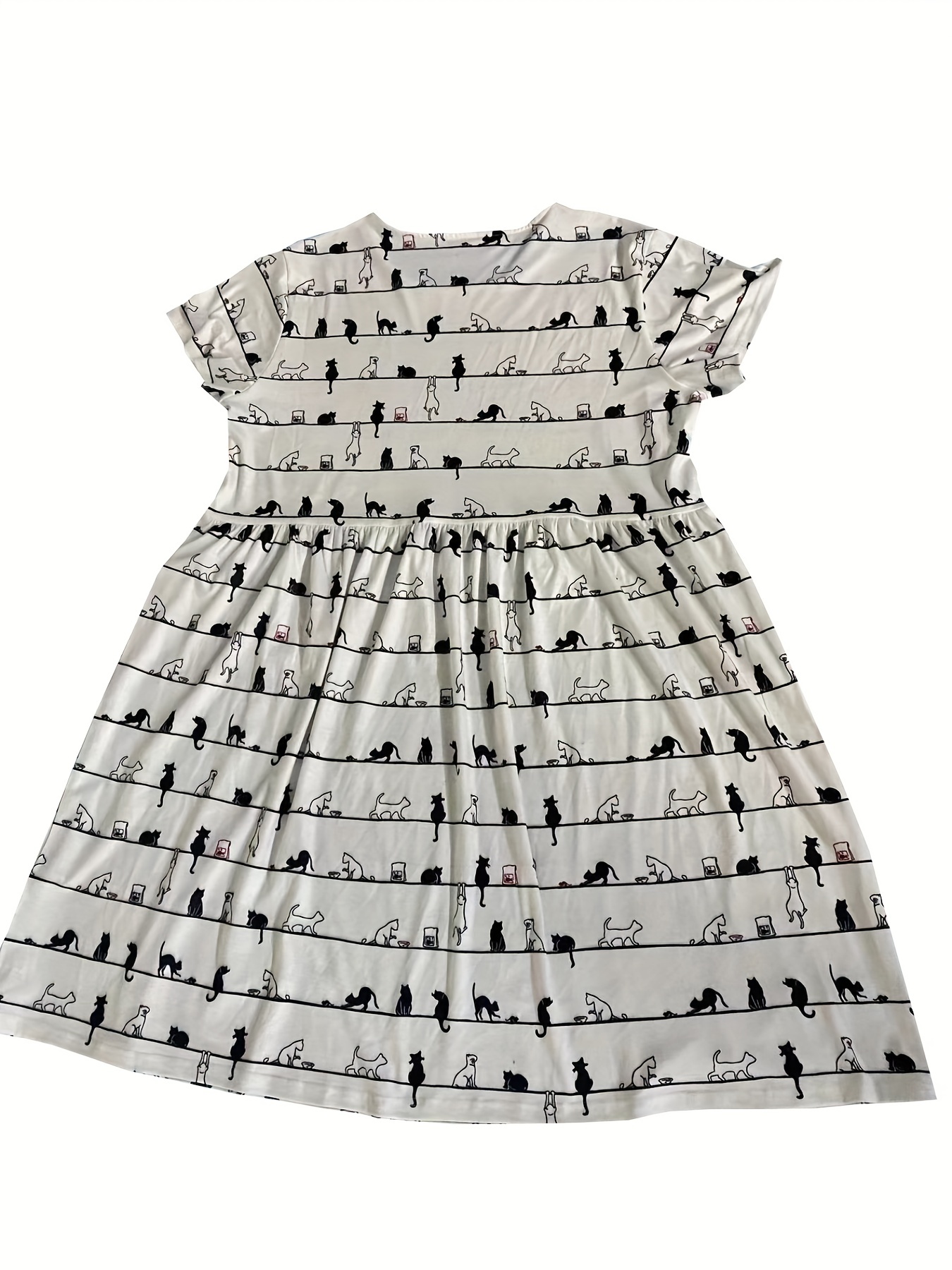 Plus Size Casual Dress Women's Plus Cute Cat Print Short - Temu Australia