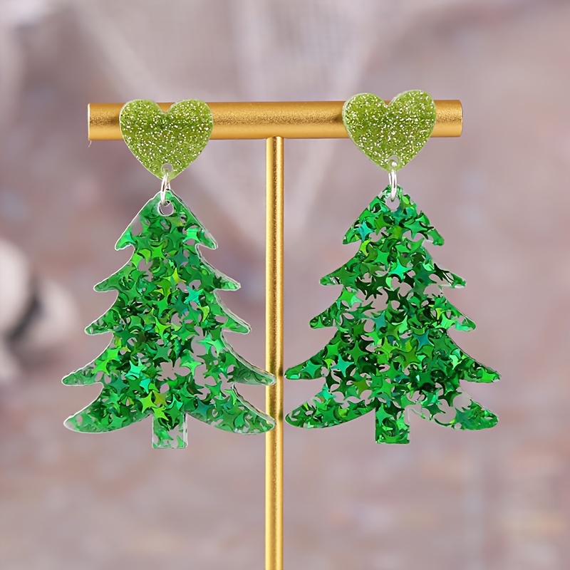 Colorful Christmas Tree Sequins Decor Dangle Earrings Party - Temu ...