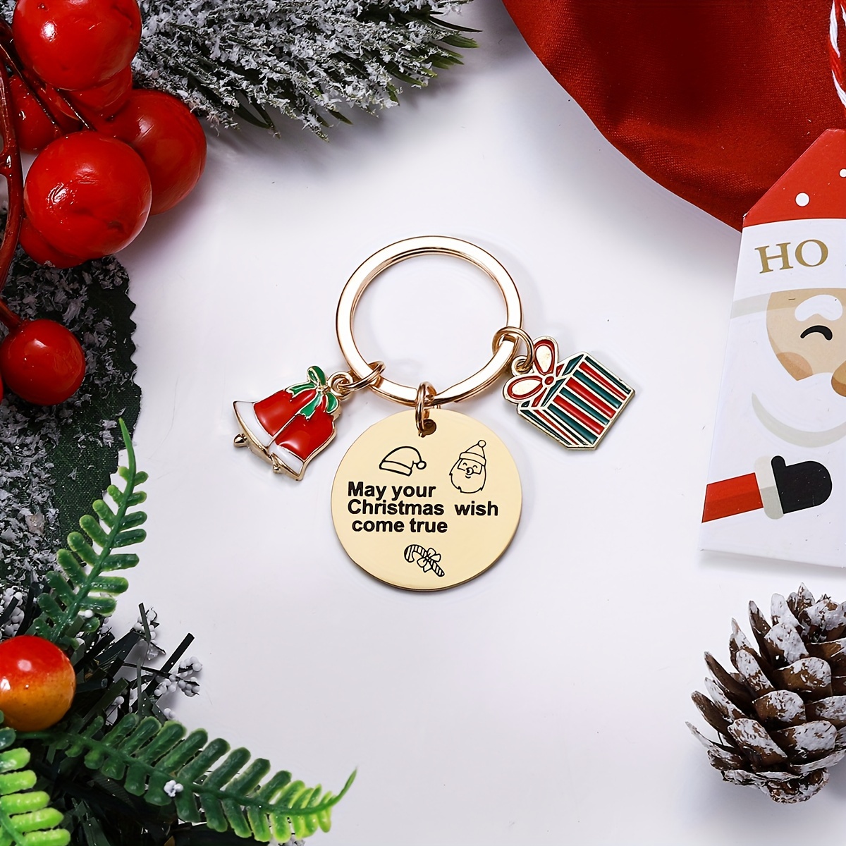 Christmas Gift Keychain Cute Stainless Steel Key Chain Ring - Temu ...