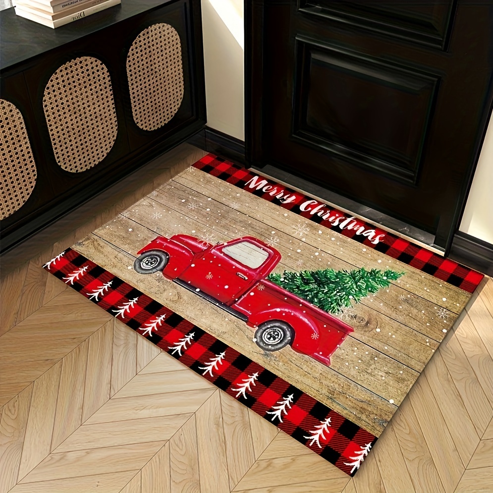 Christmas Area Rug Red Black Small Christmas Tree Bag Edge - Temu New ...