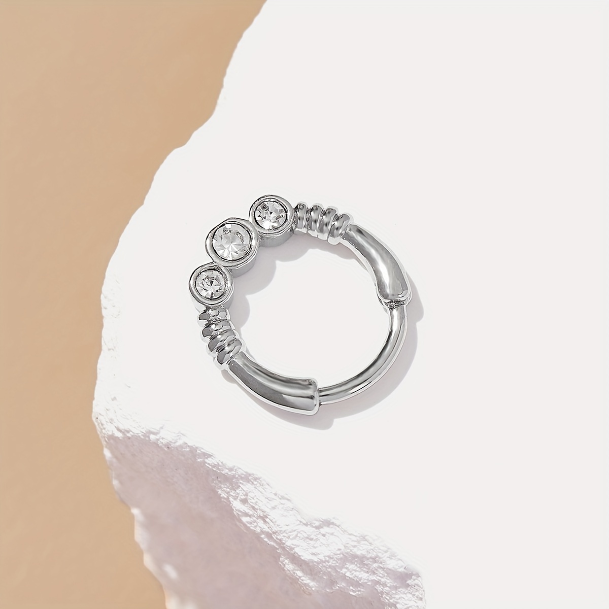 Inlaid Shiny White Zircon Hoop Nose Ring Earrings Minimalist - Temu ...