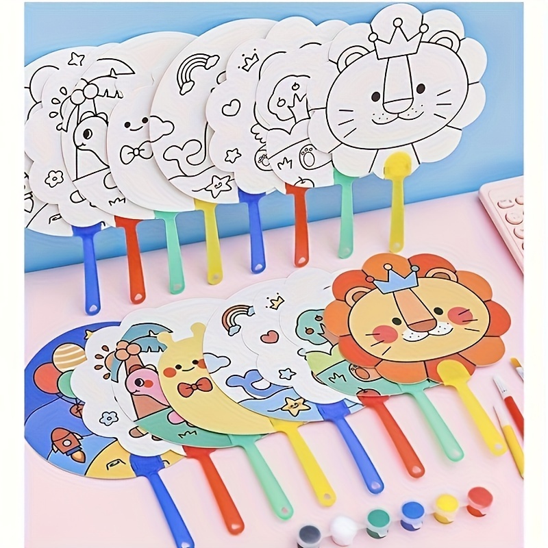 Cute Cartoon Animal Diy Doodle Fan Student Puzzle Blank - Temu