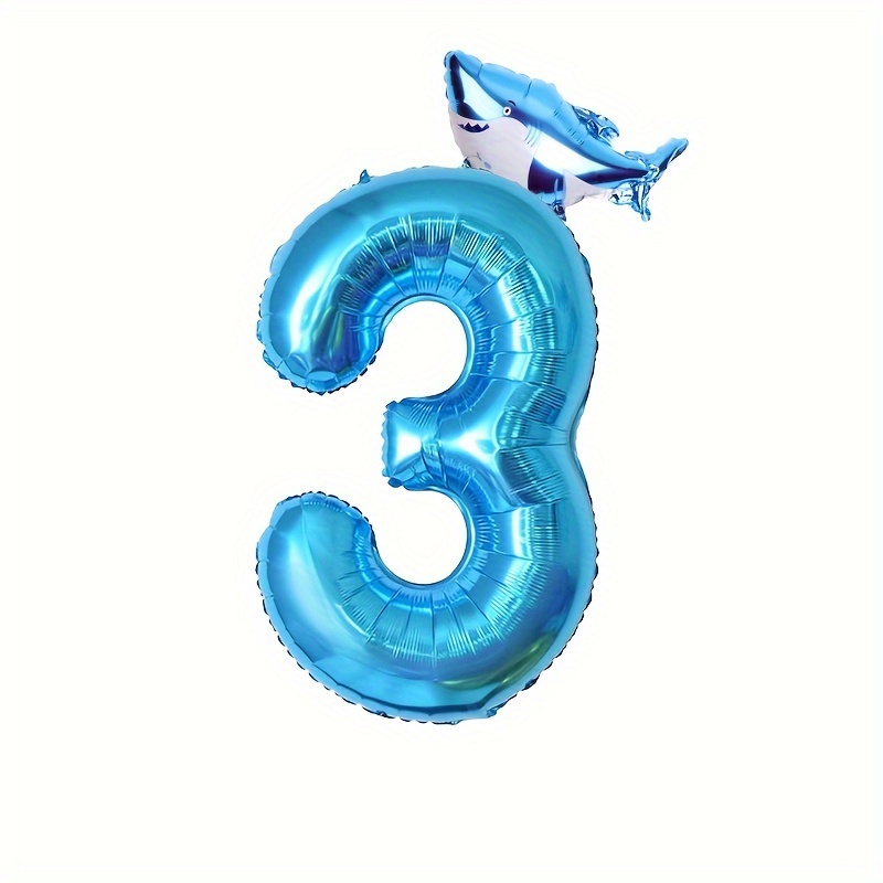 blue aluminum foil number balloons mini shark accents ideal Temu United Kingdom