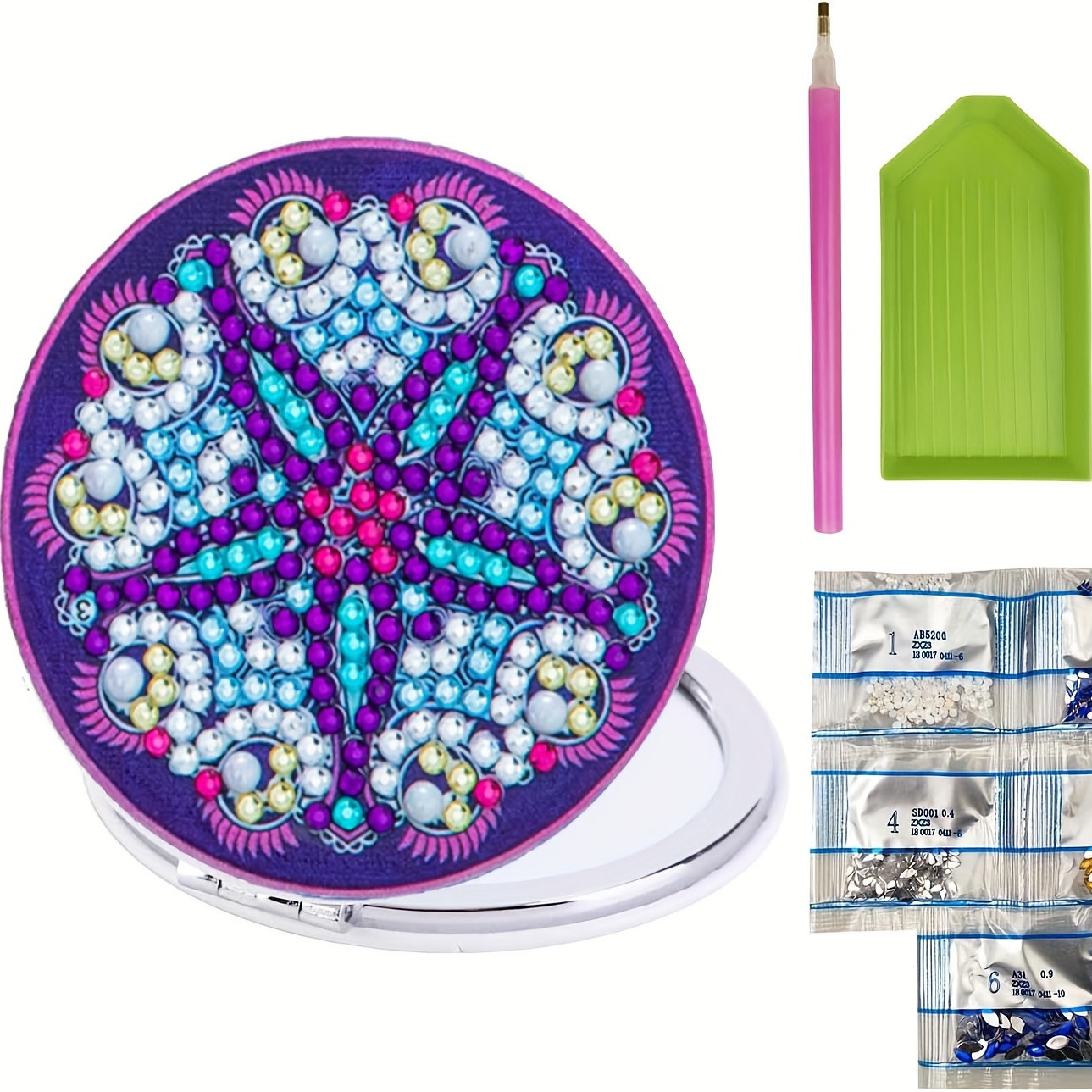 mandala purple mirror round beginners - Temu