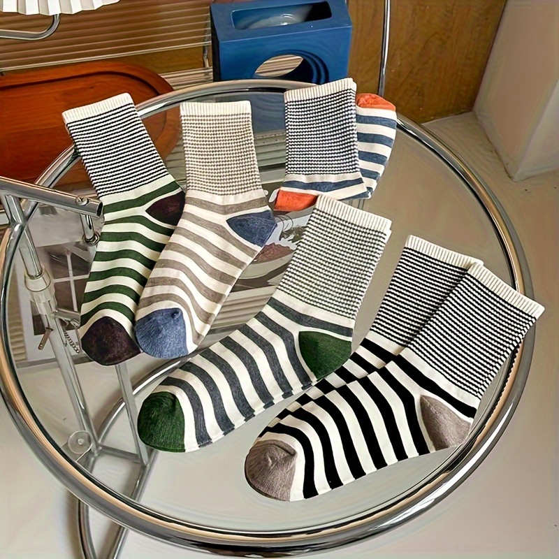 Striped Colorblock Socks Comfy Breathable Tube Socks - Temu United Kingdom