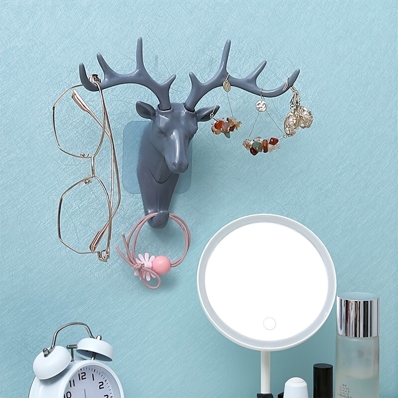 Creative Antler Deer Head Texture Strong Hooks, Wall Animal Shape Hooks ...