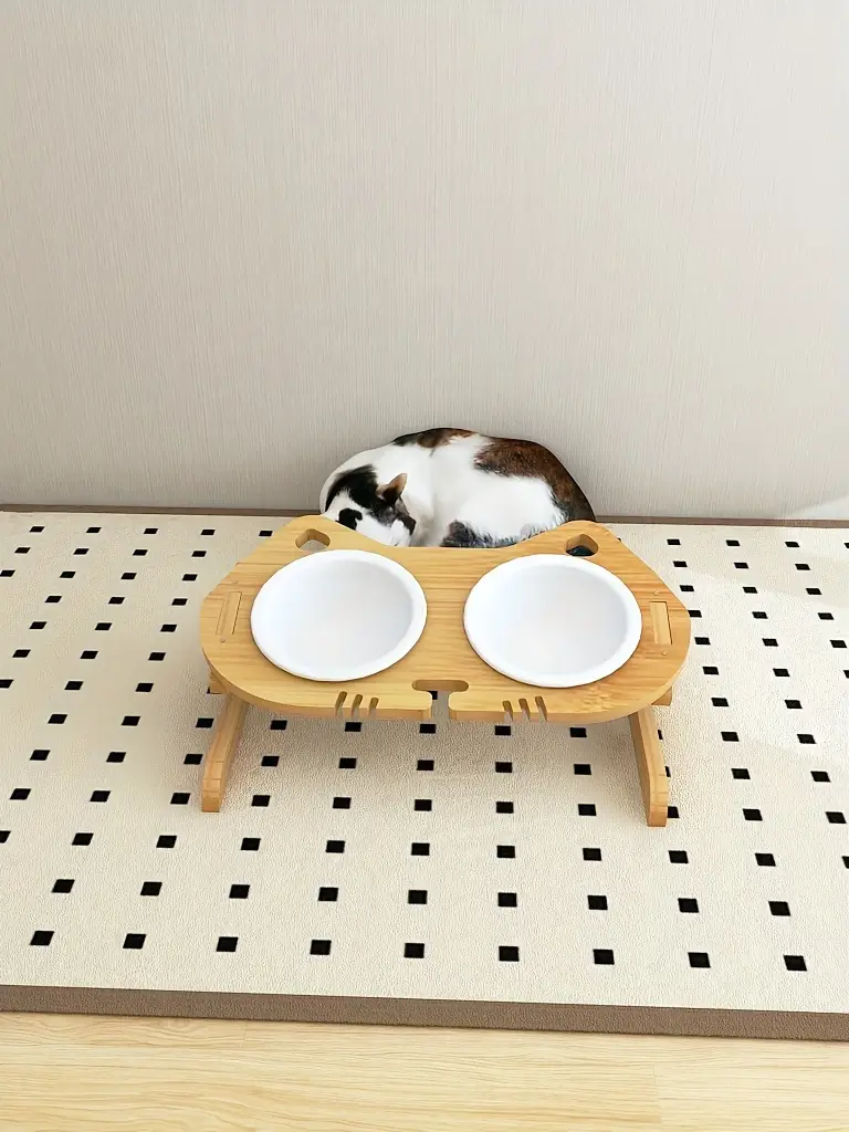 木製 付き高架セ 猫ダブルボウル 頚椎保護用フィーダー 付き一体型キャットフード&ウォーターボウル Temu Japan