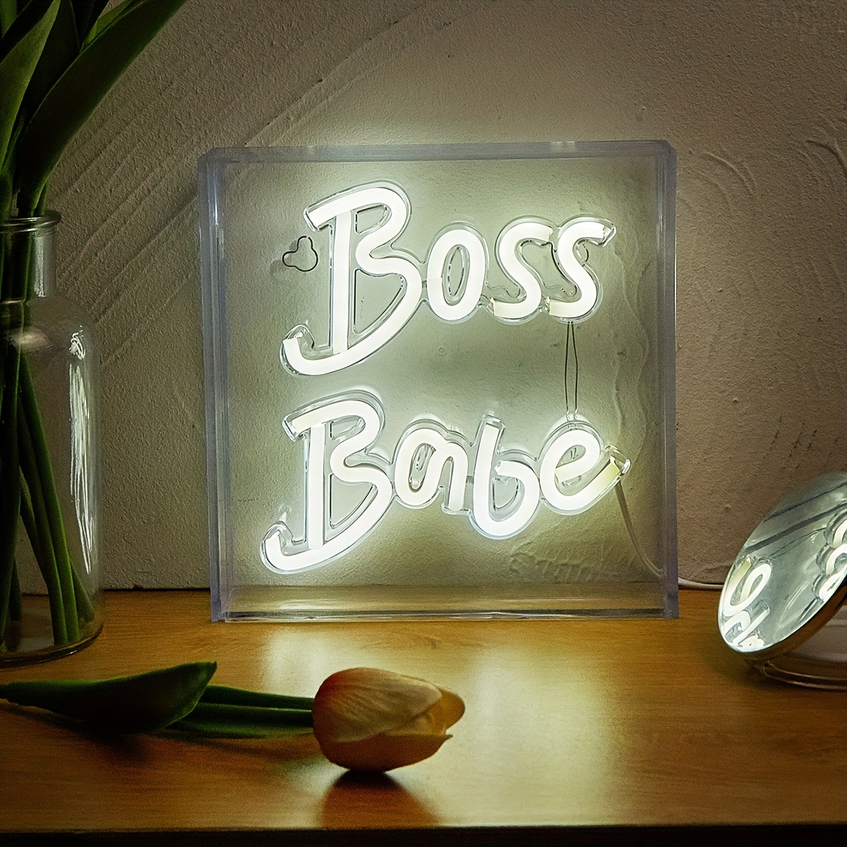 1pc Boss Babe LED ネオンサインボックス ネオンサイン USB 電源デスクトップネオンランプ 寝室ルーム - Temu Japan