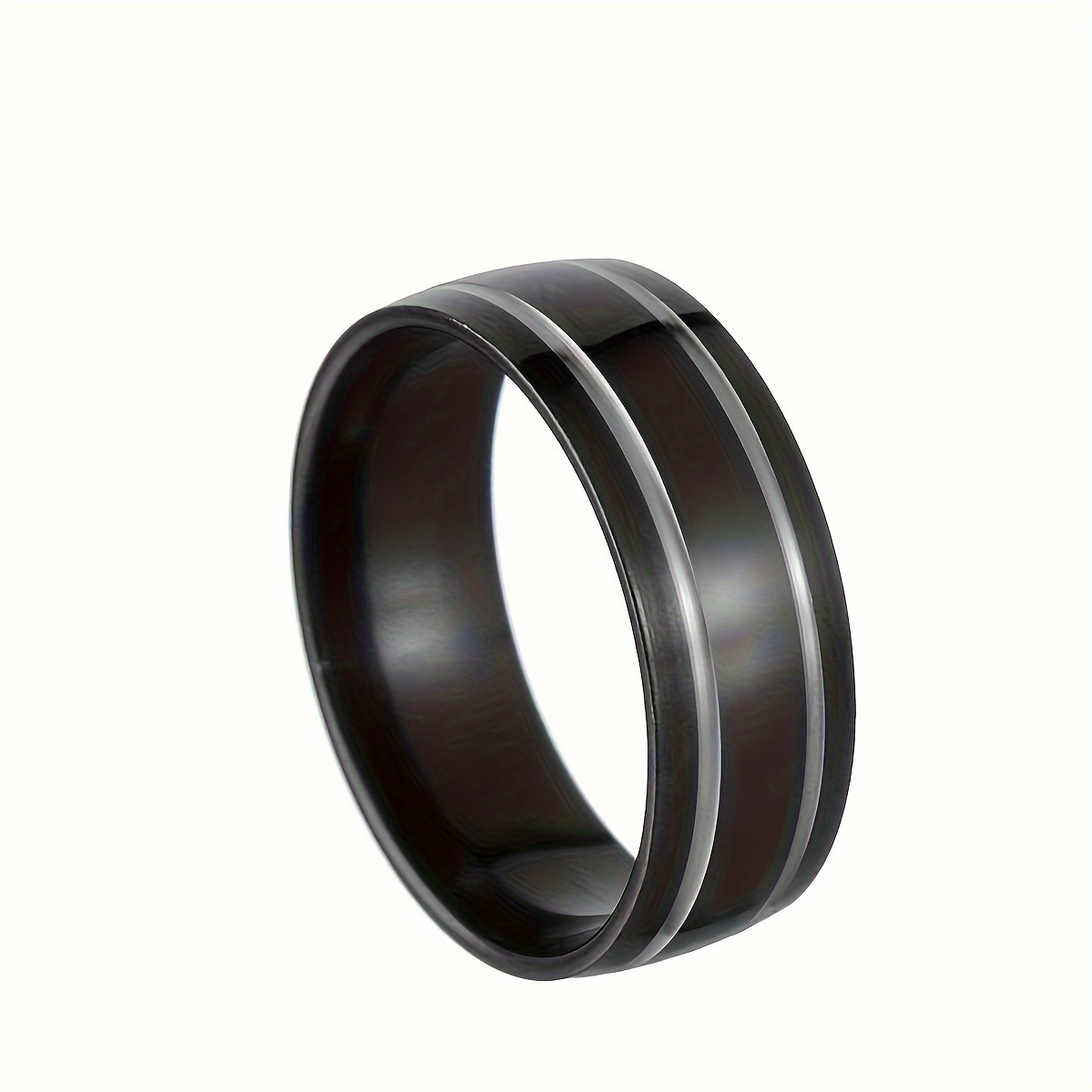 Fashion Stainless Steel Black Ring Trendy Finger Ring - Temu Ireland