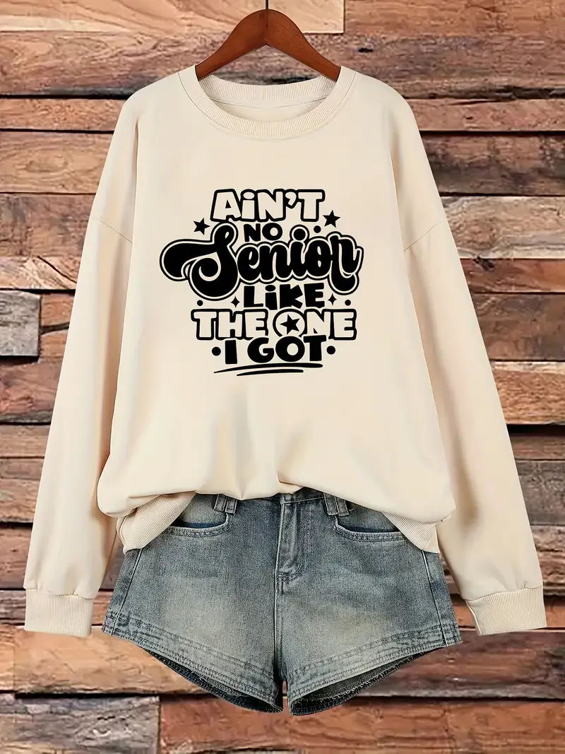 Letter Print Sweatshirt Plus Size Casual Long Sleeve Crew Temu Australia