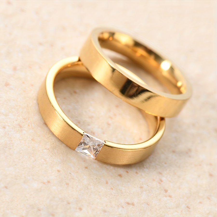 Fashion Stainless Steel Simple Men's Rings 18k Gold plated - Temu ...