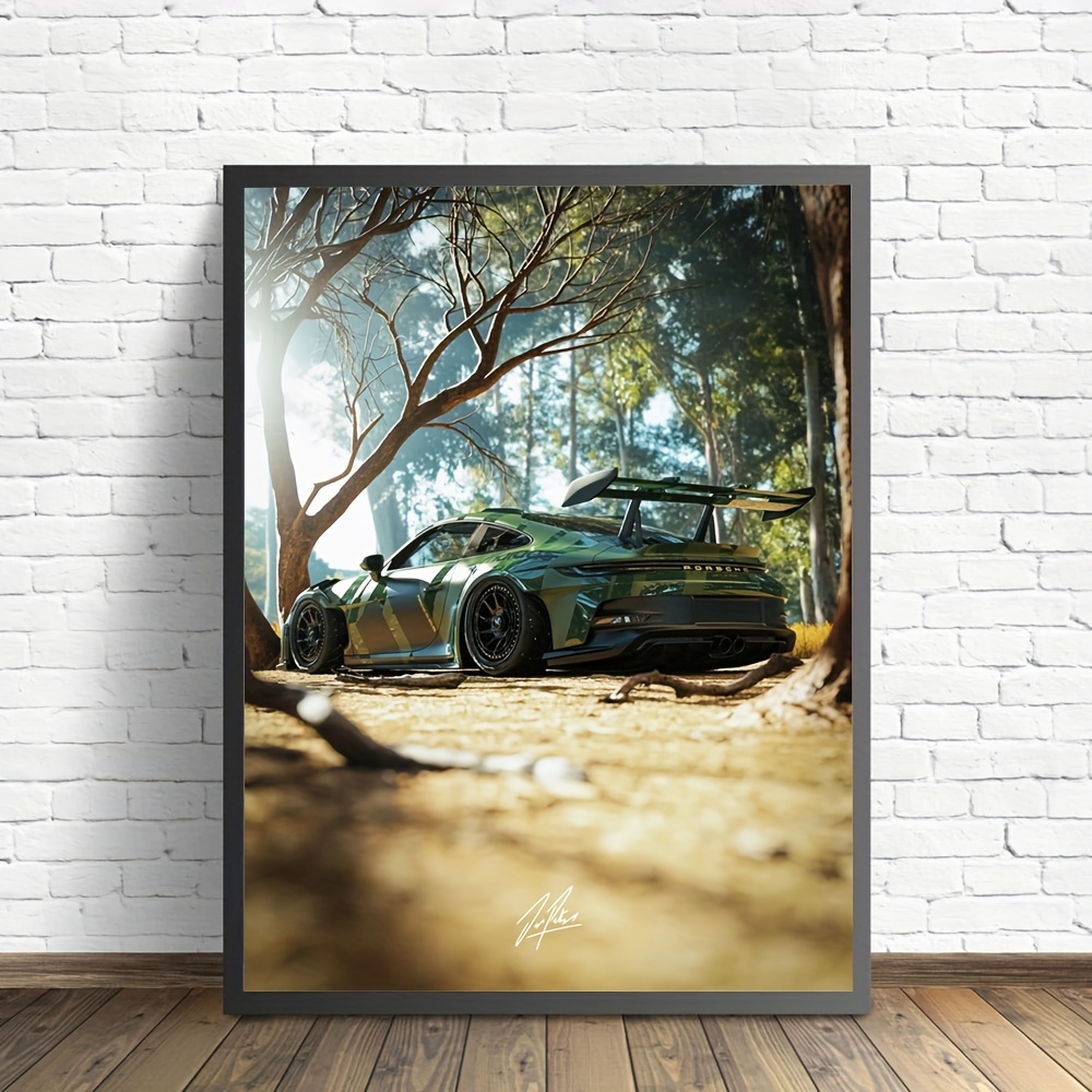 1pc Unframed Modern Canvas Print Poster, Car Forest Canvas Wall Art ...