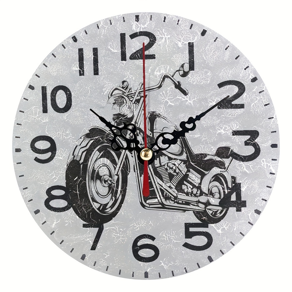 Motorcycle Silhouette Print Vintage Style Round Wall Clock - Temu Canada
