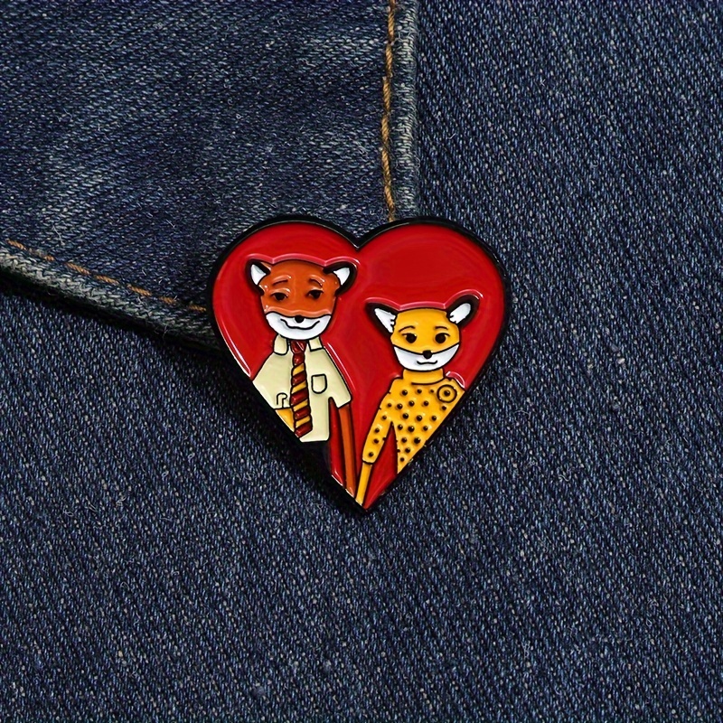Men's Enamel Pins Comedy Animated Film Couple Love Heart - Temu