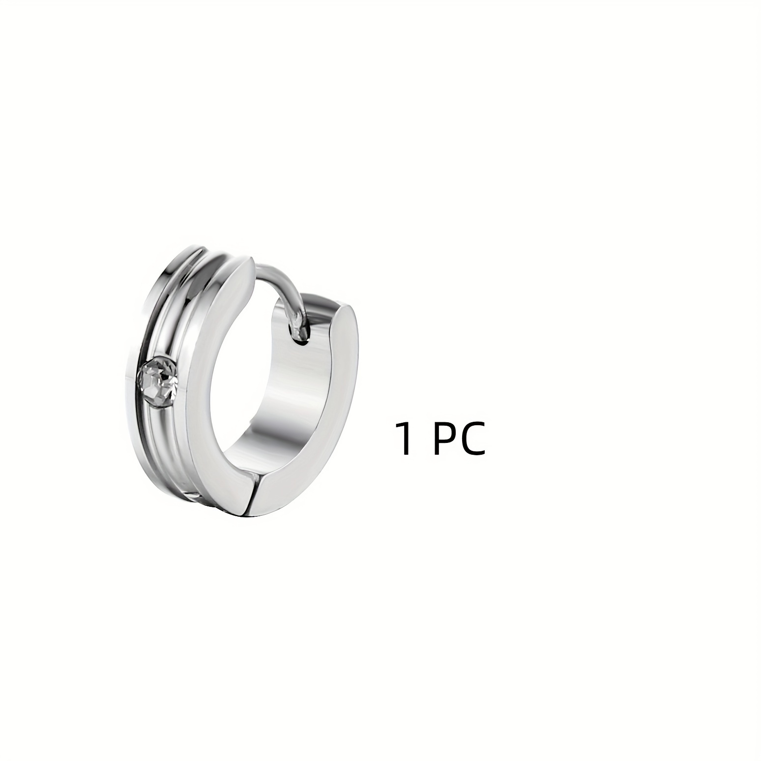 Trendy Men's Titanium Steel Rhinestone Hoop - Temu United Kingdom