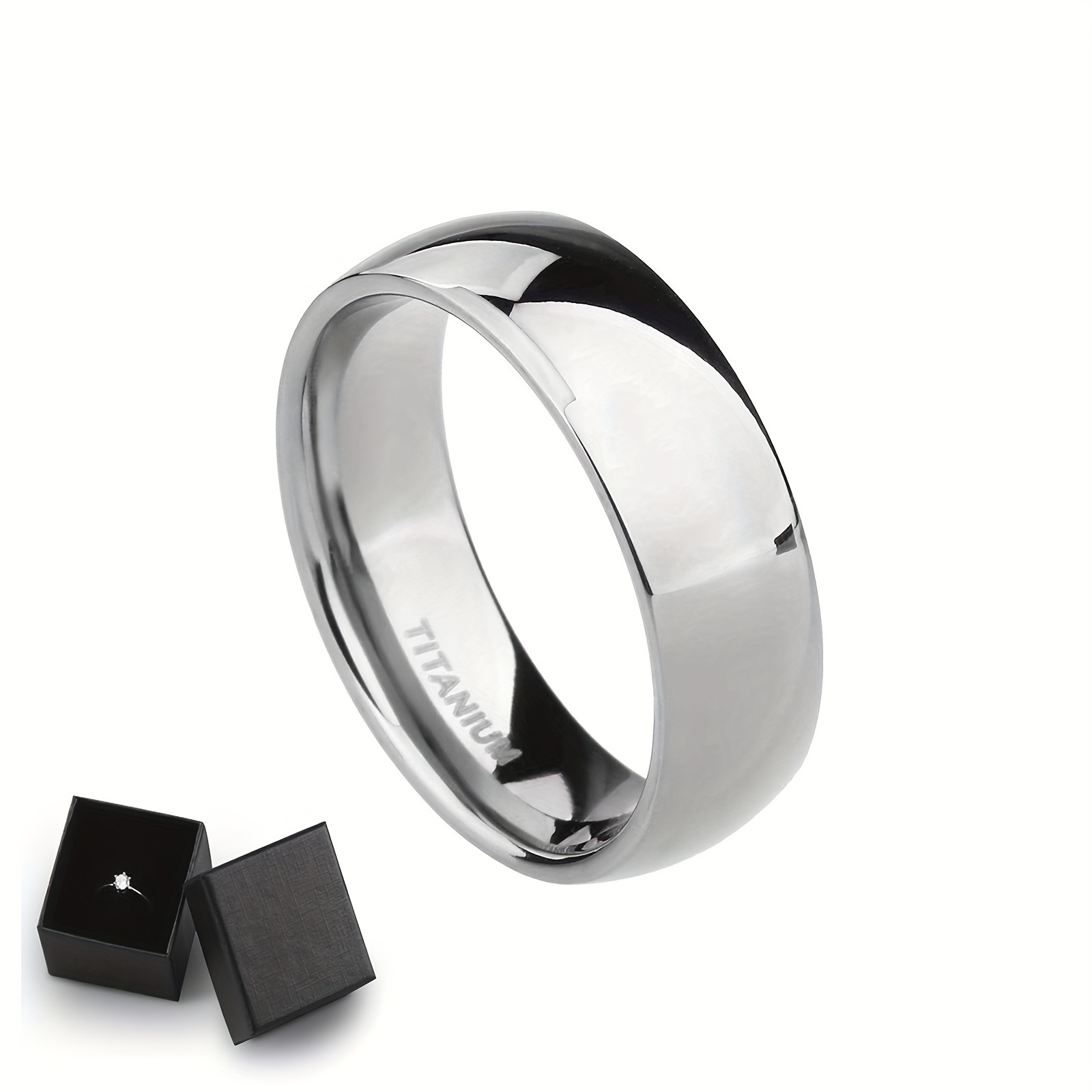 Customized Text Polished Titanium Ring Custom Engraved Ring - Temu ...