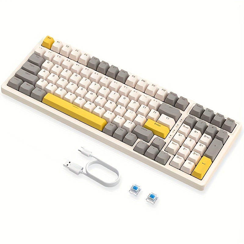 Wired Gaming Keyboard 100 Keys Compact Layout Detachable Usb - Temu ...