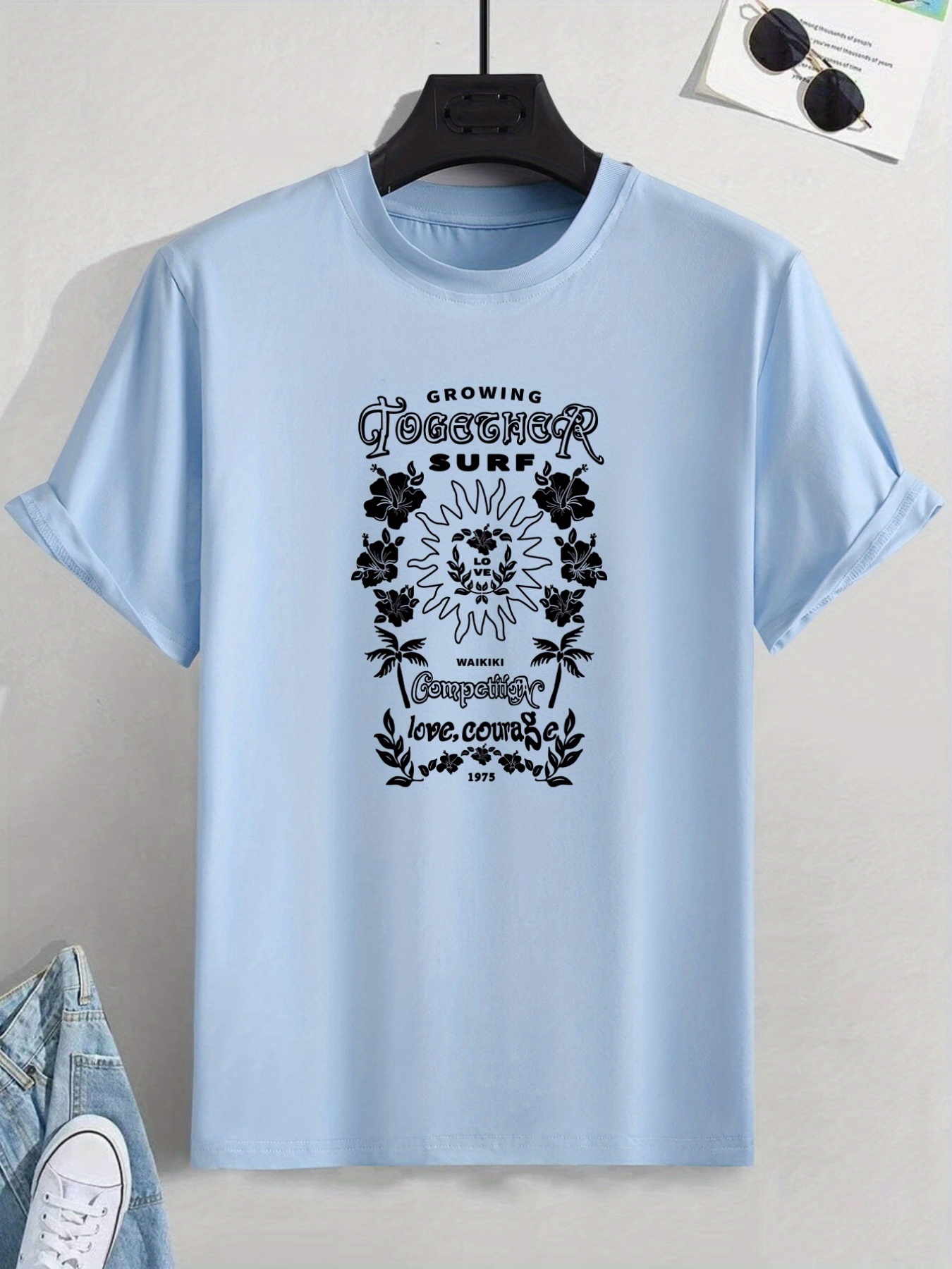 "growing Together Love" Men's Casual Slightly Stretch Crew - Temu Canada