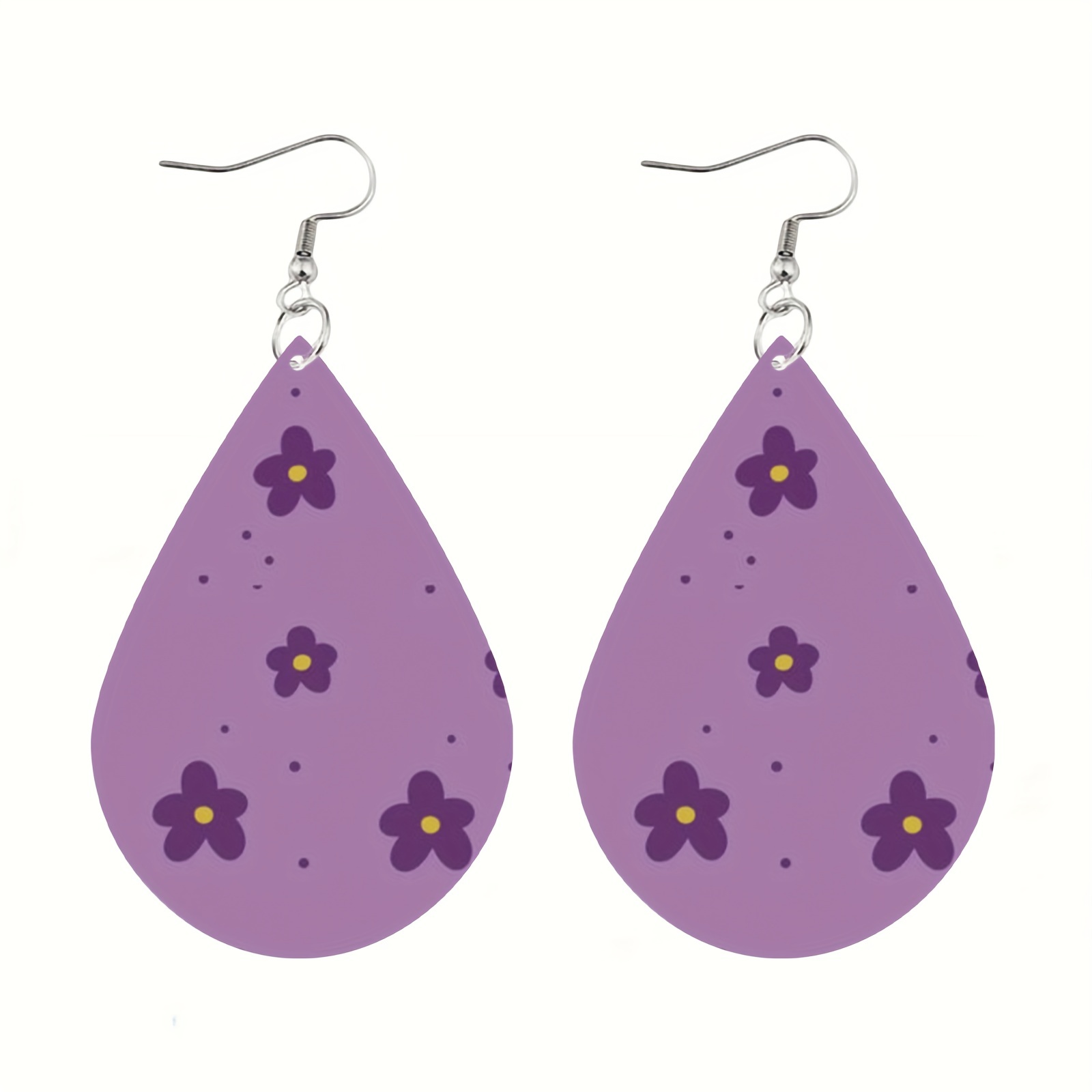 Acrylic Unique Lucky Purple Flower Women's Earrings Cute - Temu Philippines
