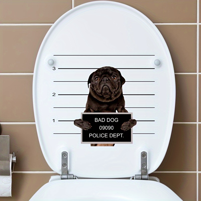 Creative Toilet Cover Sticker Funny Bad Guy Dog Pattern Self - Temu ...