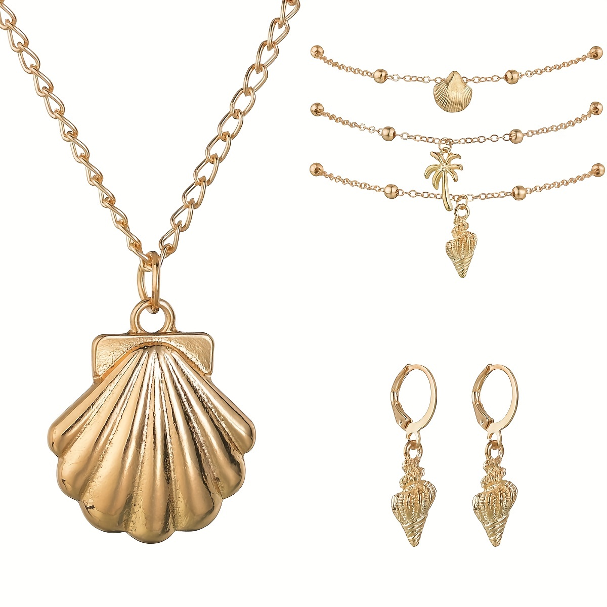 Earrings Anklet Necklace Perfect Beach Jewelry Set Shell - Temu Australia