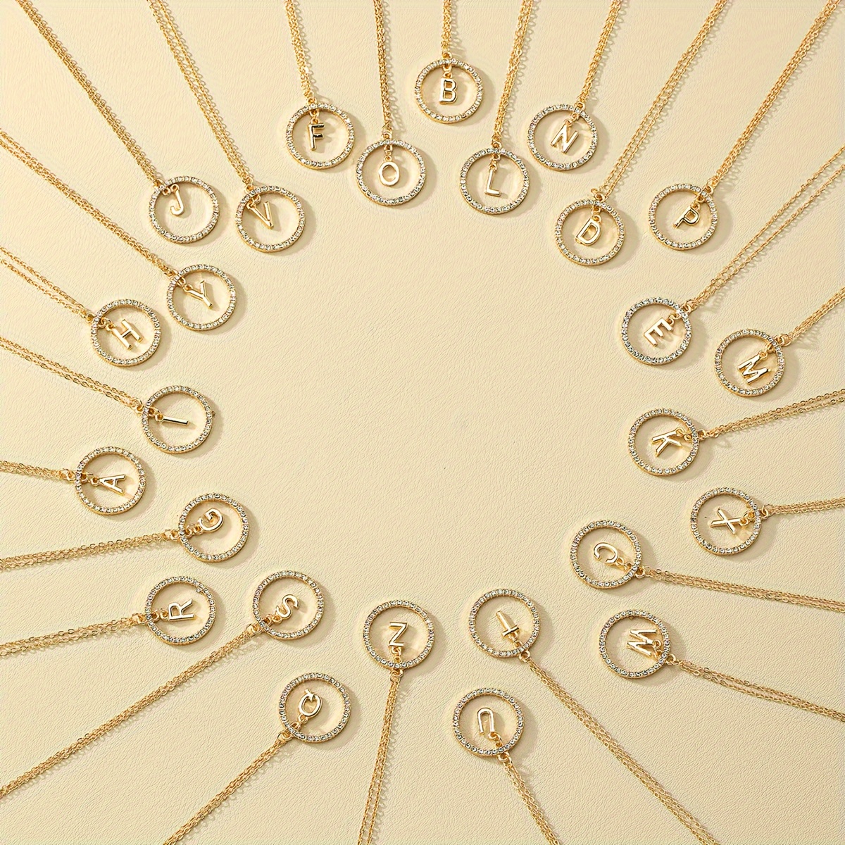 Round Shape English Letter Pendant Necklace Inlaid - Temu United Kingdom