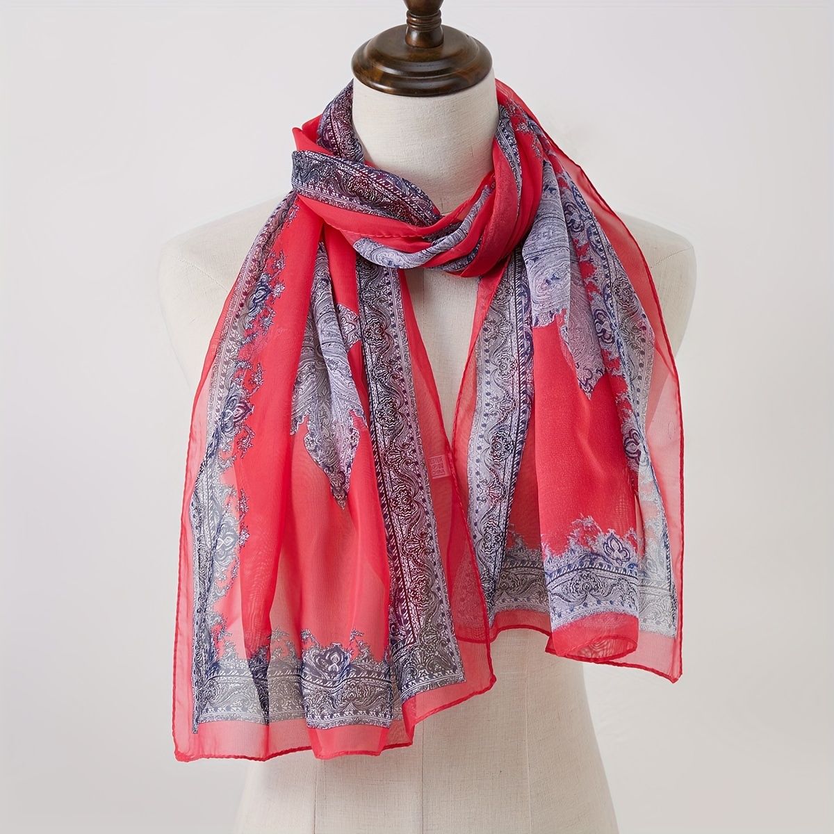 Lightweight Chiffon Scarf Paisley Print Long Yarn Shawl Boho - Temu