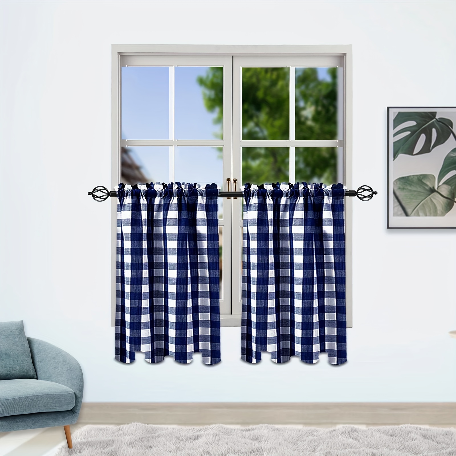 Kitchen Blackout Window Curtains Valance Thermal Plaid - Temu Ireland