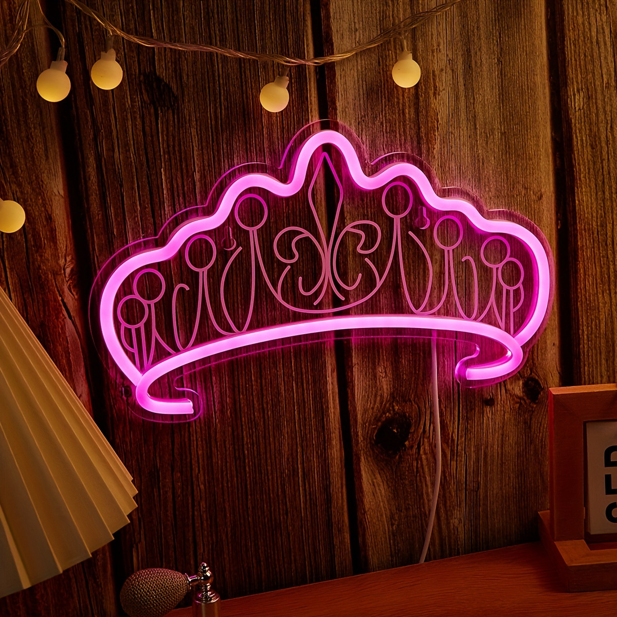 Crown Shape Pink Led Neon Sign Usb Powered Bedroom Room Wall - Temu ...