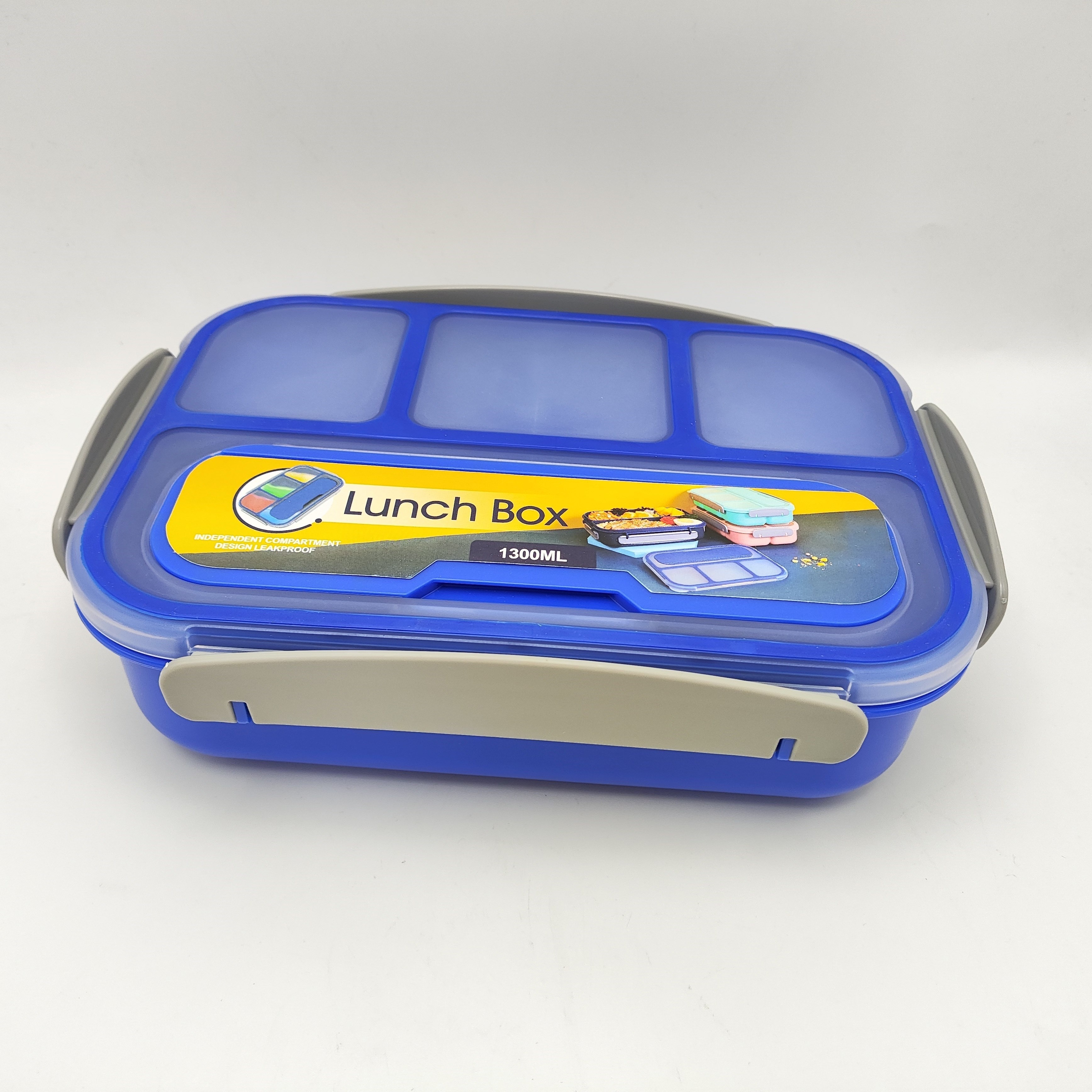 1pc 1300ml Four Compartment Plastic Lunch Box Microwaveable Bento Box 3 ...