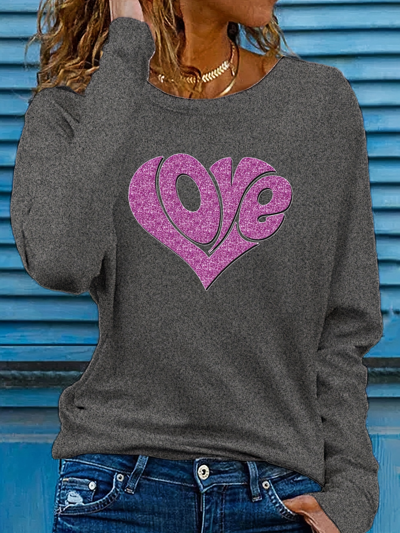 Letter Print T Shirt Long Sleeve Crew Neck Casual Top Spring Temu Canada